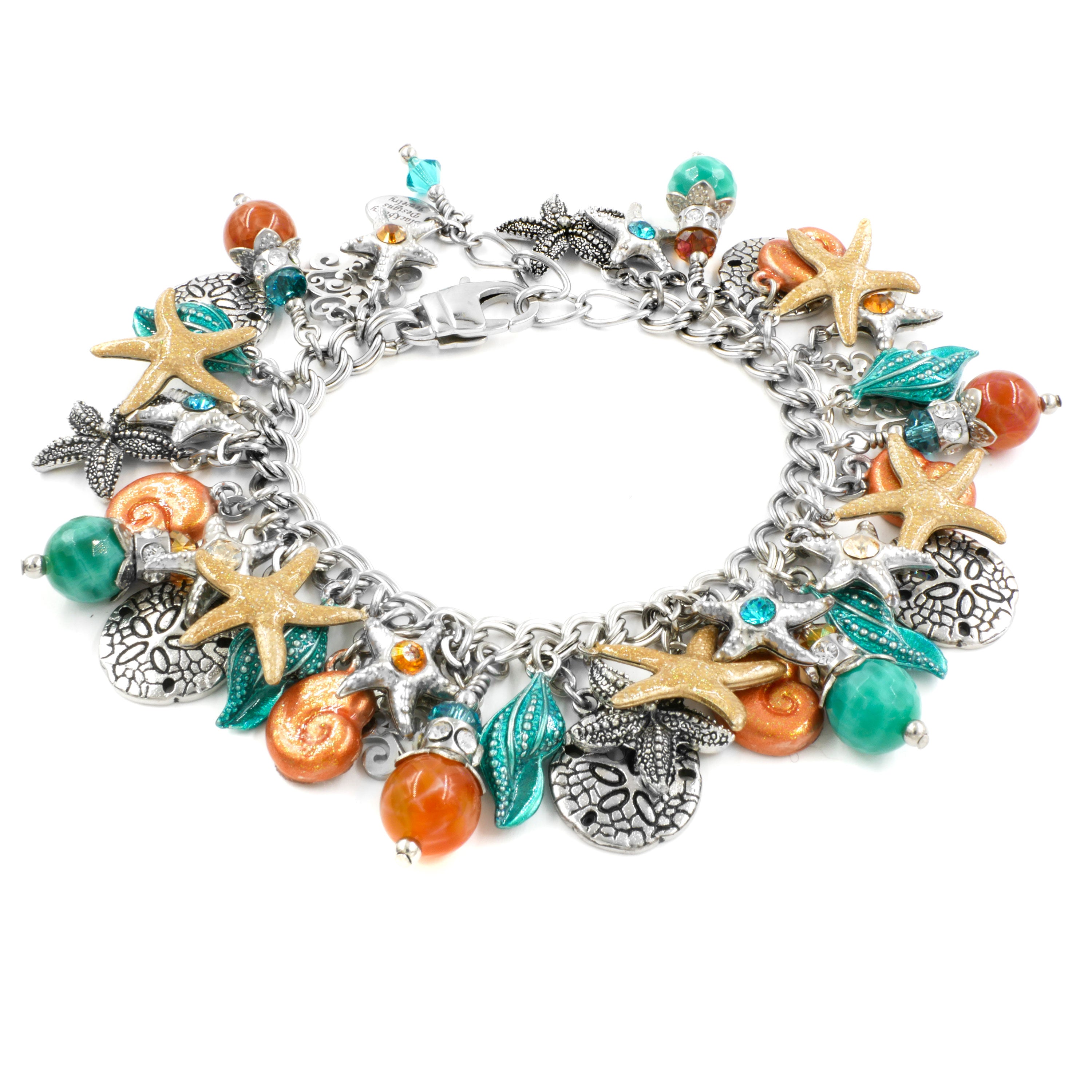 Handmade Sea Shell Charm Bracelet with Starfish, Sand Dollars and Conch ...