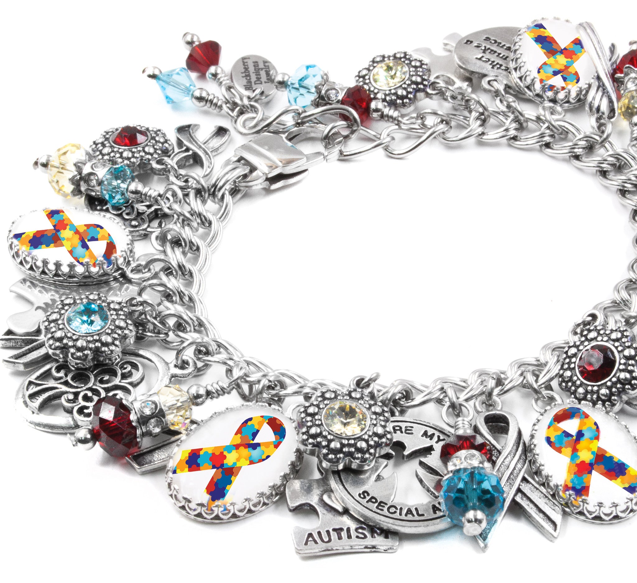 Autism Awareness Charm Bracelet, Personalized Name and Puzzle Charms ...