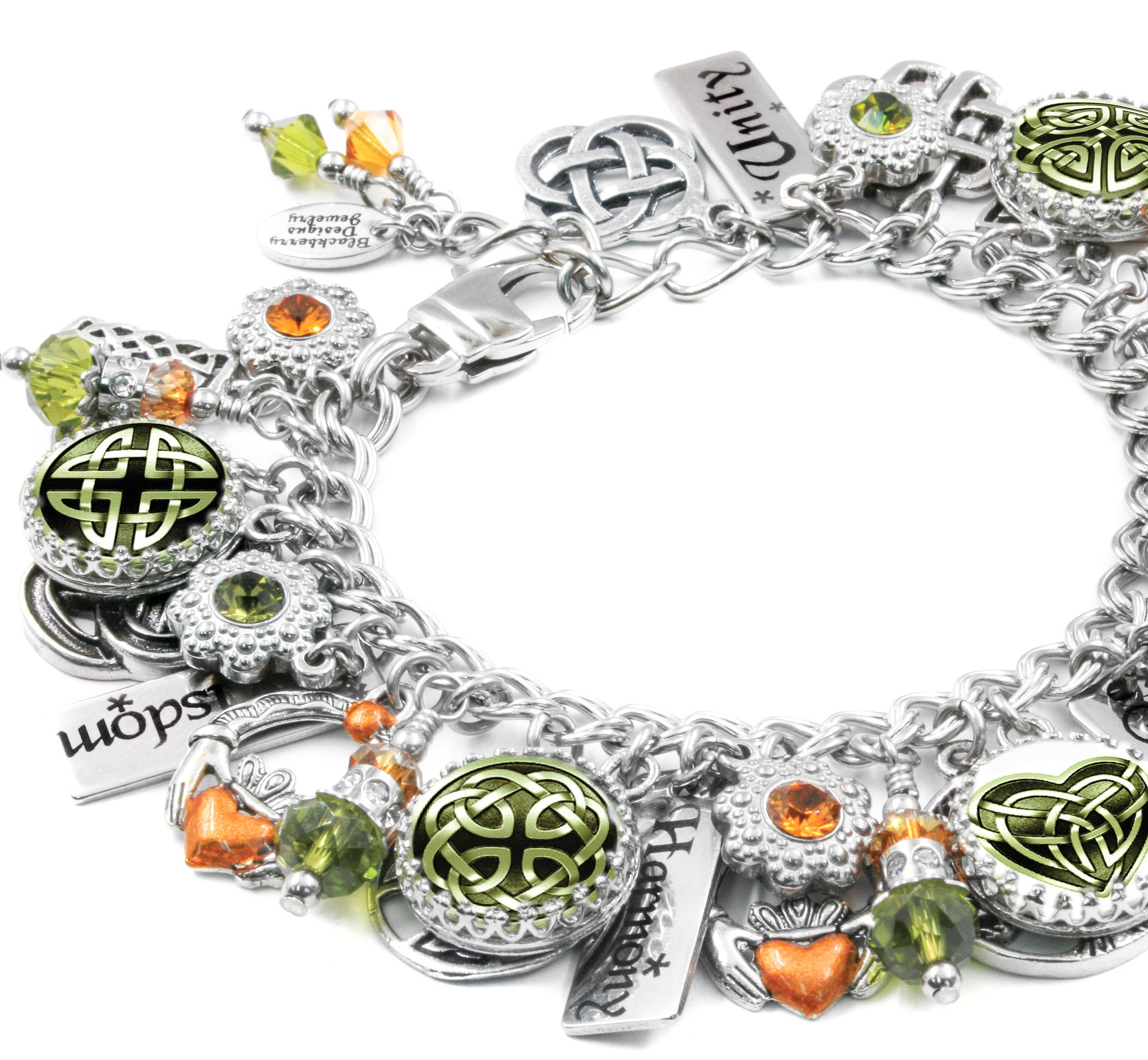 Irish Claddagh Bracelet with Celtic Knots in Stainless Steel ...